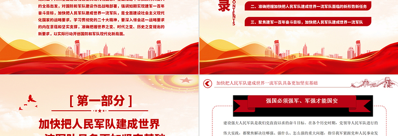 2023全面把握加快把人民军队建成世界一流军队的战略部署ppt大气精美风党员干部学习教育专题党课课件免费下载 Ppt模板 办图网