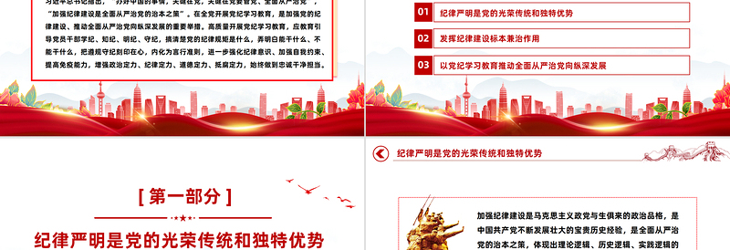 加强纪律建设是全面从严治党的治本之策ppt简约风全党开展党纪学习教育工作课件模板下载 Ppt模板 办图网