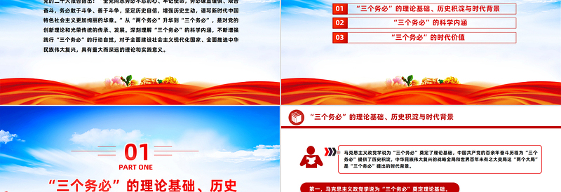 深刻领悟 三个务必”的时代价值与重大意义ppt红色简洁学习教育党课课件模板 Ppt模板 办图网