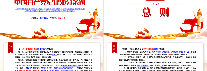 《中国共产党纪律处分条例》2023年新旧对照版ppt华美经典加强党的纪律建设党课课件下载 Ppt模板 办图网