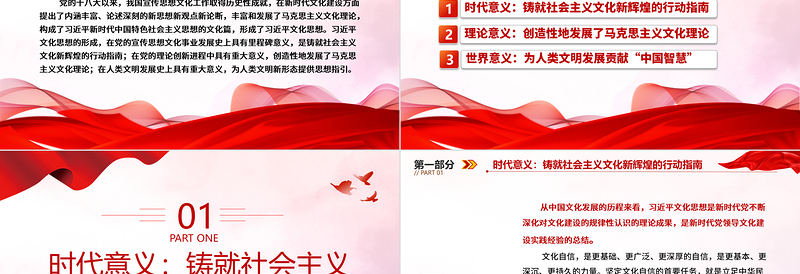 2023深刻认识习近平文化思想的重大意义ppt大气简洁风学习贯彻习近平新时代文化思想党支部党群党员学习培训党课课件 Ppt模板 办图网