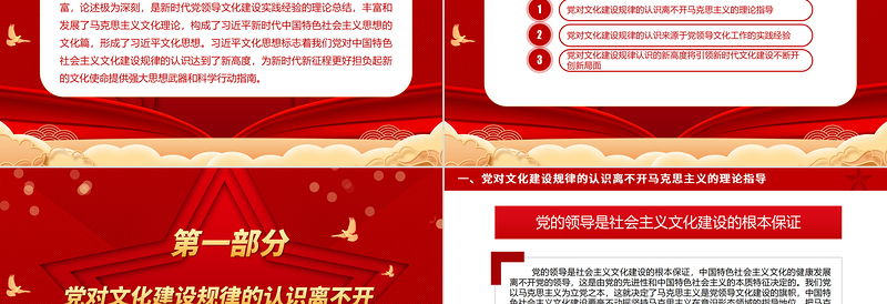 2023党对文化建设规律的认识达到了新高度ppt红色喜庆风深入学习习近平文化思想基层党组织党员学习培训党课课件 Ppt模板 办图网