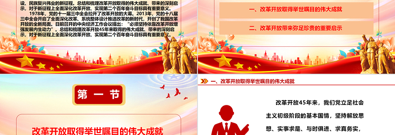 深入阐述改革开放带来的伟大成就和重要启示ppt大气精美坚持改革开放的执政方针党员微党课免费下载 Ppt模板 办图网