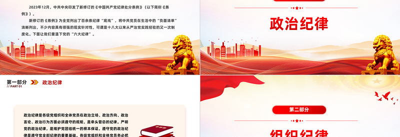 关于新修订的《中国共产党纪律处分条例》ppt红色大气党的六大纪律党课课件下载 Ppt模板 办图网