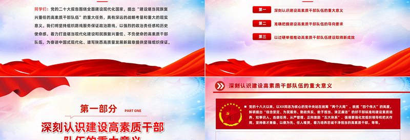 2022把握时代之需建设堪当重任的高素质干部队伍ppt红色精美风党员干部学习教育专题党课党建课件模板 Ppt模板 办图网